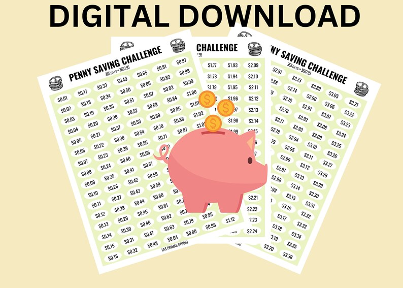 Penny Saver Challenge Savings Tracker, Printable Savings Organizer ...