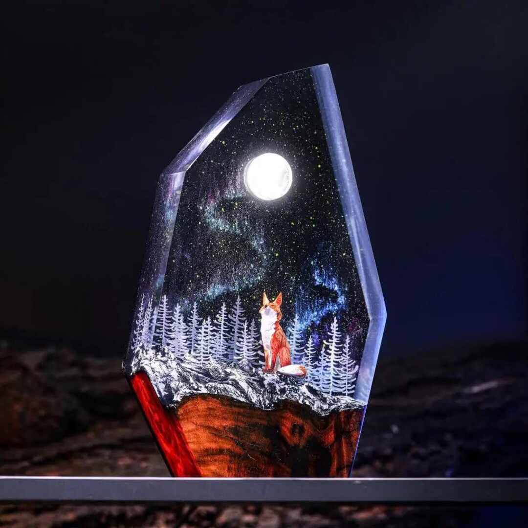 Aurora Borealis Lamp Fox Northern Lights Lamp Alaska Decor Northern ...
