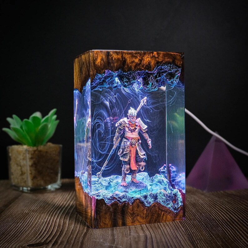 Black Myth Wukong Resin LED Lamp | Monkey King Figure Night Light ...
