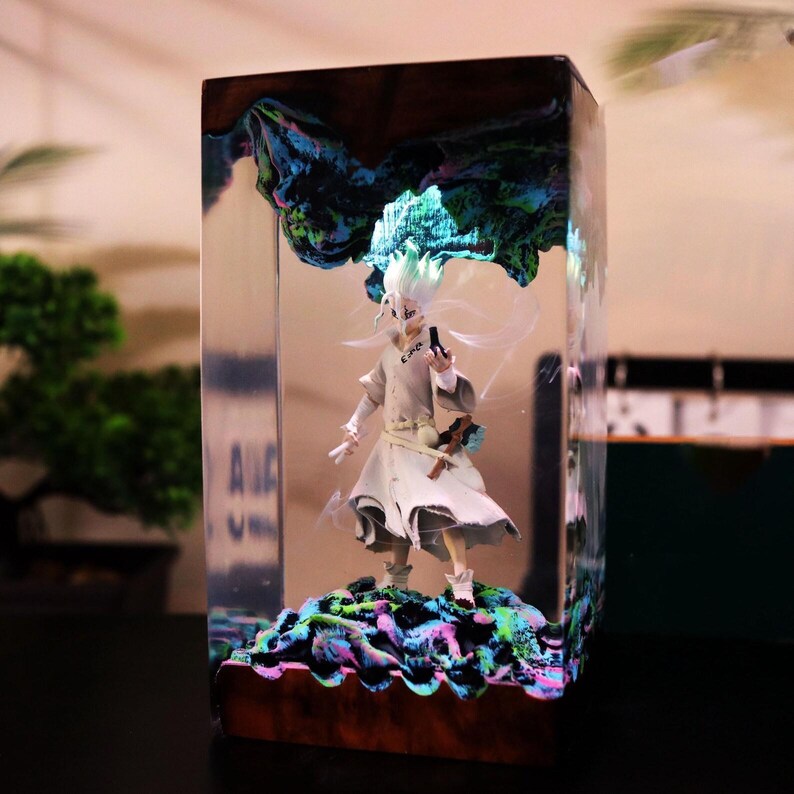Ishigami Senku Dr. Stone Resin Lamp, Handmade Anime Science Decor ...