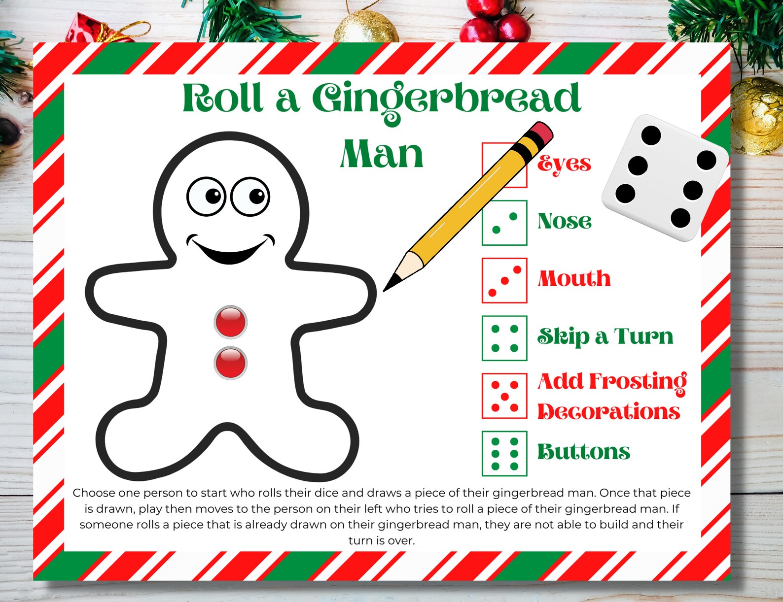 Roll a Christmas Drawing, Dice Game, Christmas Games, Kids Game, Family ...