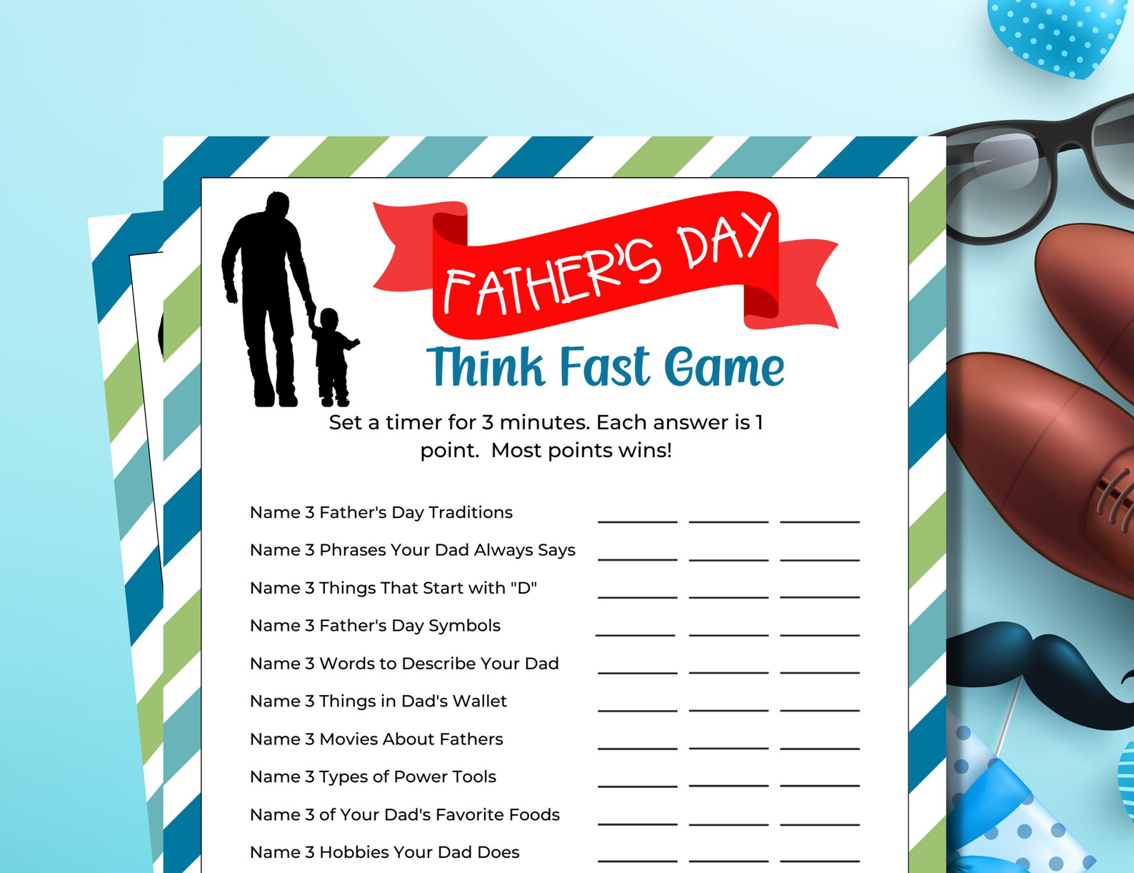 Fathers Day Think Fast Game | Fathers Day Trivia Game | Fathers Day ...