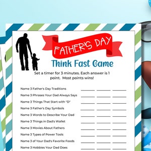Fathers Day Think Fast Game | Fathers Day Trivia Game | Fathers Day ...