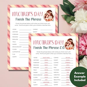 Mothers Day Finish the Phrase | Fill in the Blank | Mothers Day Games ...