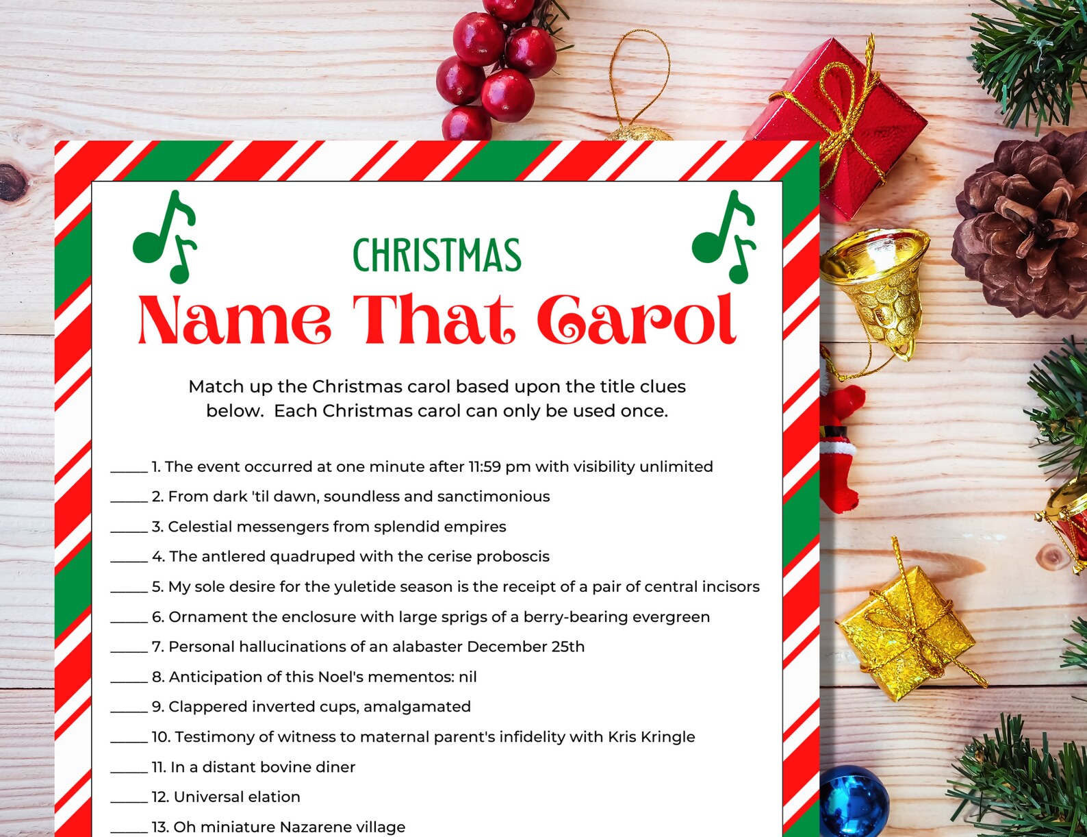Name That Christmas Carol Game Christmas Song Game Christmas - Etsy