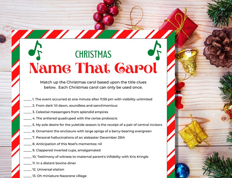 Name That Christmas Carol Game Christmas Song Game Christmas - Etsy