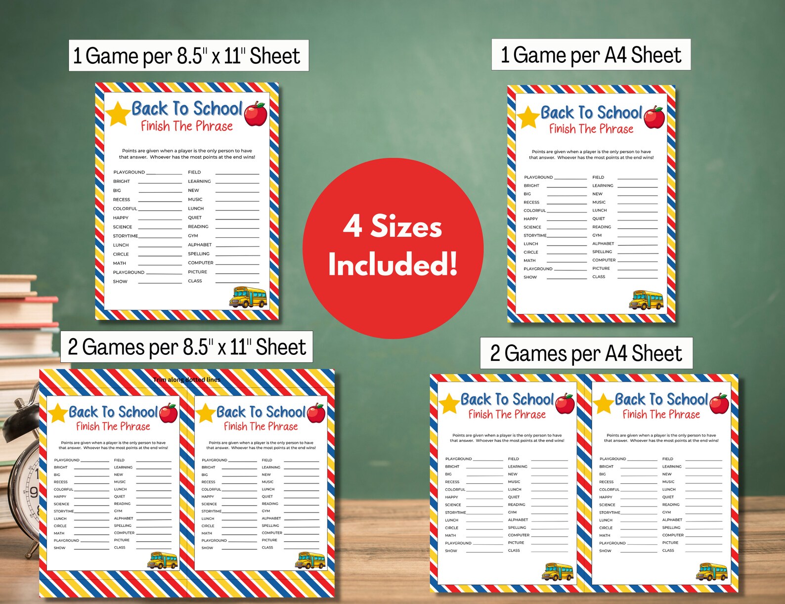 Back to School Finish the Phrase | Fill in the Blank | Back to School ...