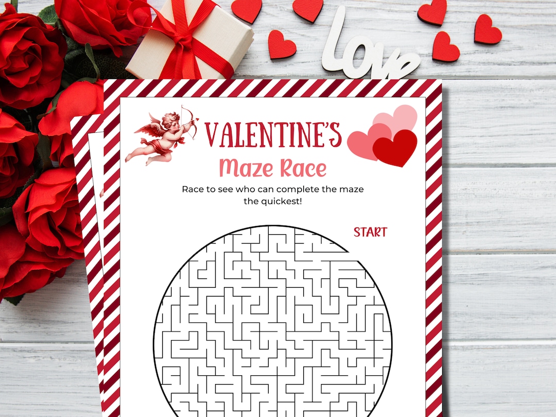 Valentines Maze Race | Printable Maze | Valentines Games | Valentines ...