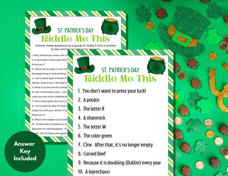 St Patrick's Day Riddle Me This Game, St Patrick's Day Riddle Game, St ...