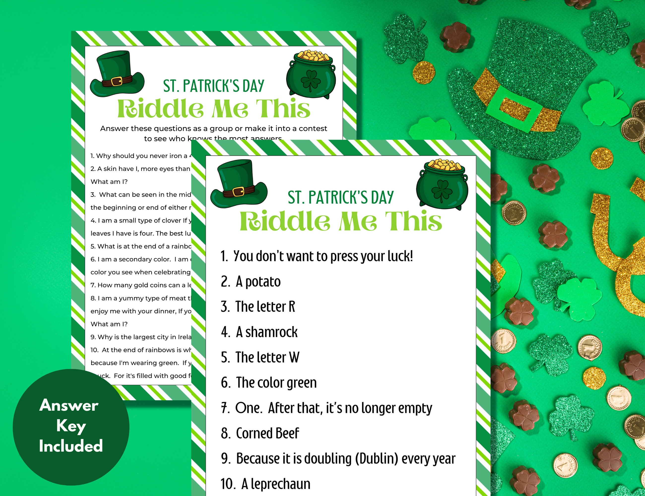 St Patrick's Day Riddle Me This Game, St Patrick's Day Riddle Game, St ...