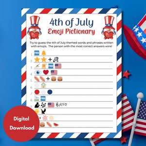4th of July Emoji Pictionary | 4th of July Emoji Game | 4th of July ...