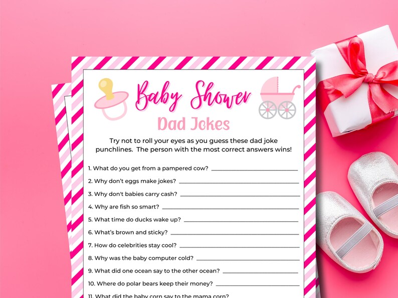 Dad Jokes Baby Shower Game | Dad Jokes Trivia Game | Printable Baby ...