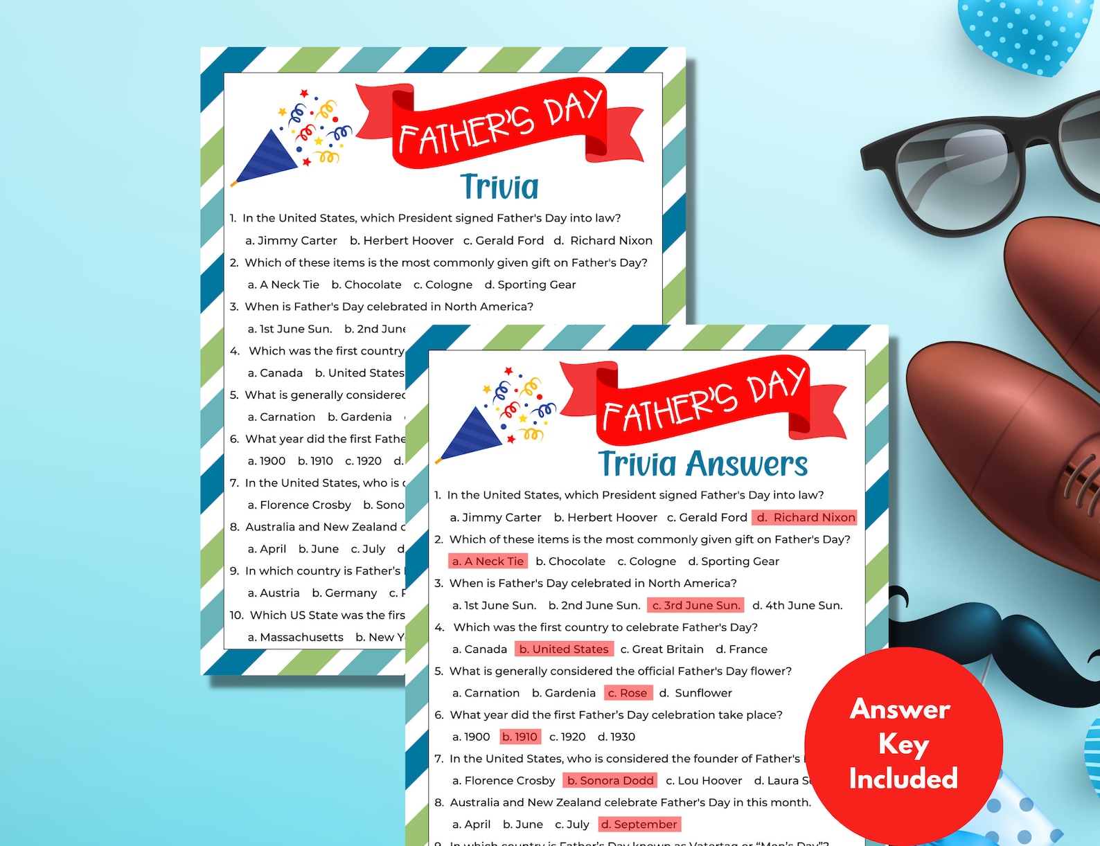 Fathers Day Trivia Game | Fathers Day Games | Fathers Day Party ...