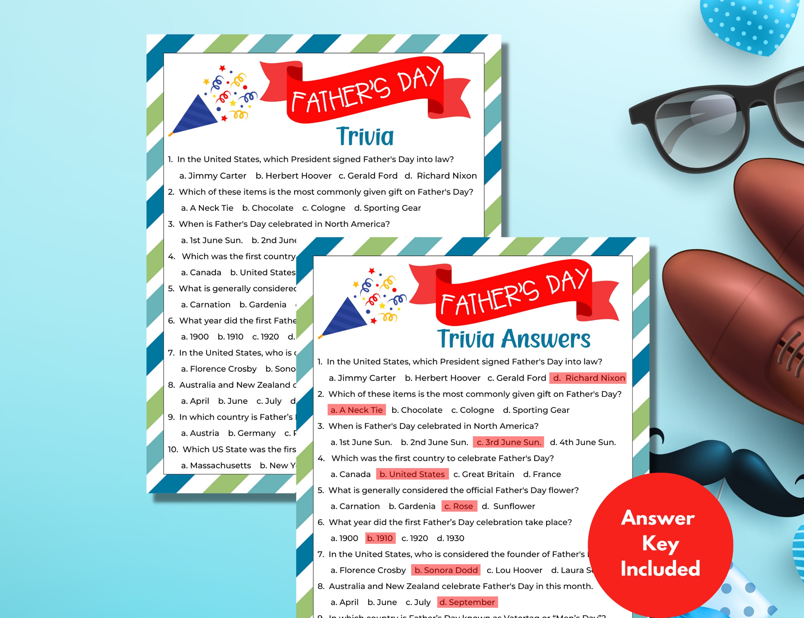 Fathers Day Trivia Game | Fathers Day Games | Fathers Day Party ...