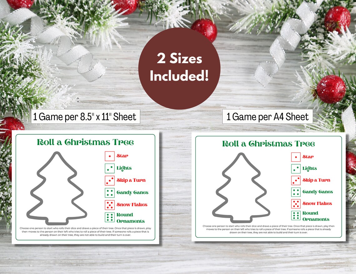 Roll a Christmas Tree Dice Game Christmas Drawing Game - Etsy