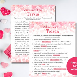 Valentines Day Trivia Game, Valentines Day Games, Valentines Day Party ...