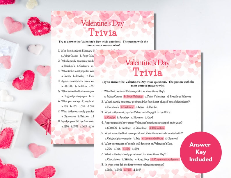 Valentines Day Trivia Game, Valentines Day Games, Valentines Day Party ...
