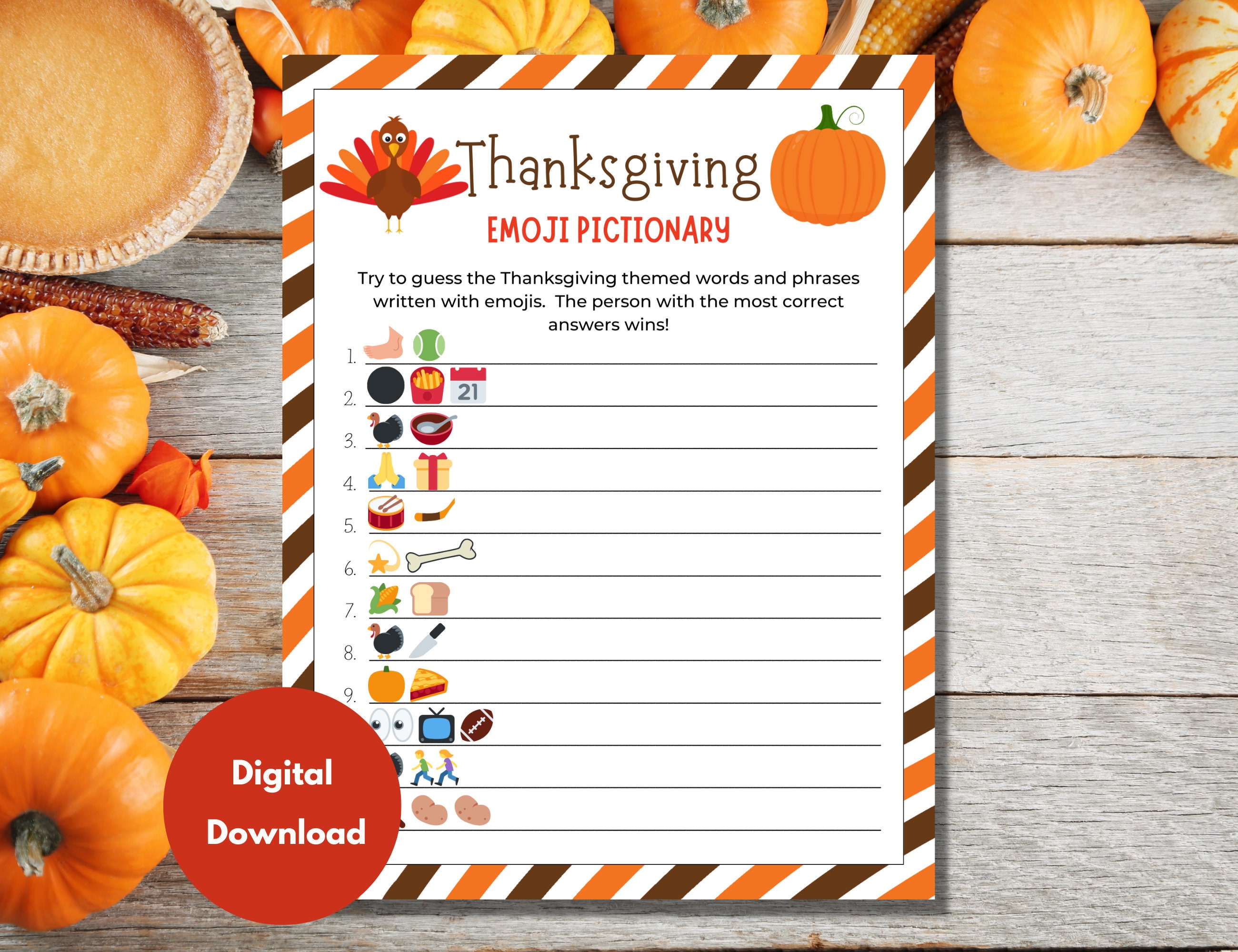 Thanksgiving Emoji Pictionary | Thanksgiving Emoji Game | Thanksgiving ...
