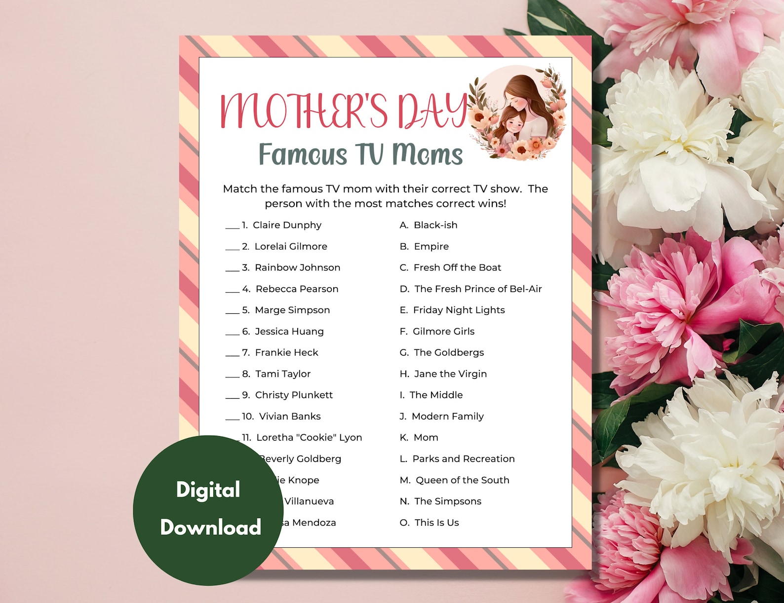 Famous TV Moms | Mothers Day TV Quiz | Mothers Day Trivia Game ...