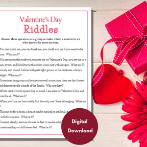 Valentines Day Riddle Game, Valentines Day Trivia Game, Valentines Day ...