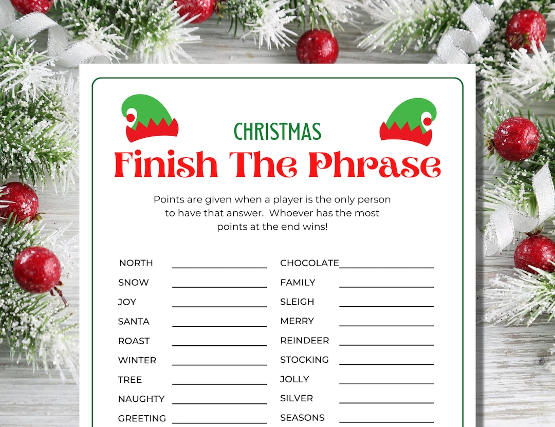 Christmas Games, Christmas Finish the Phrase Game, Fill in the Blank ...