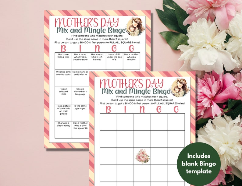 Mothers Day Find the Guest Bingo | Ice Breaker Game | Mix & Mingle Game ...