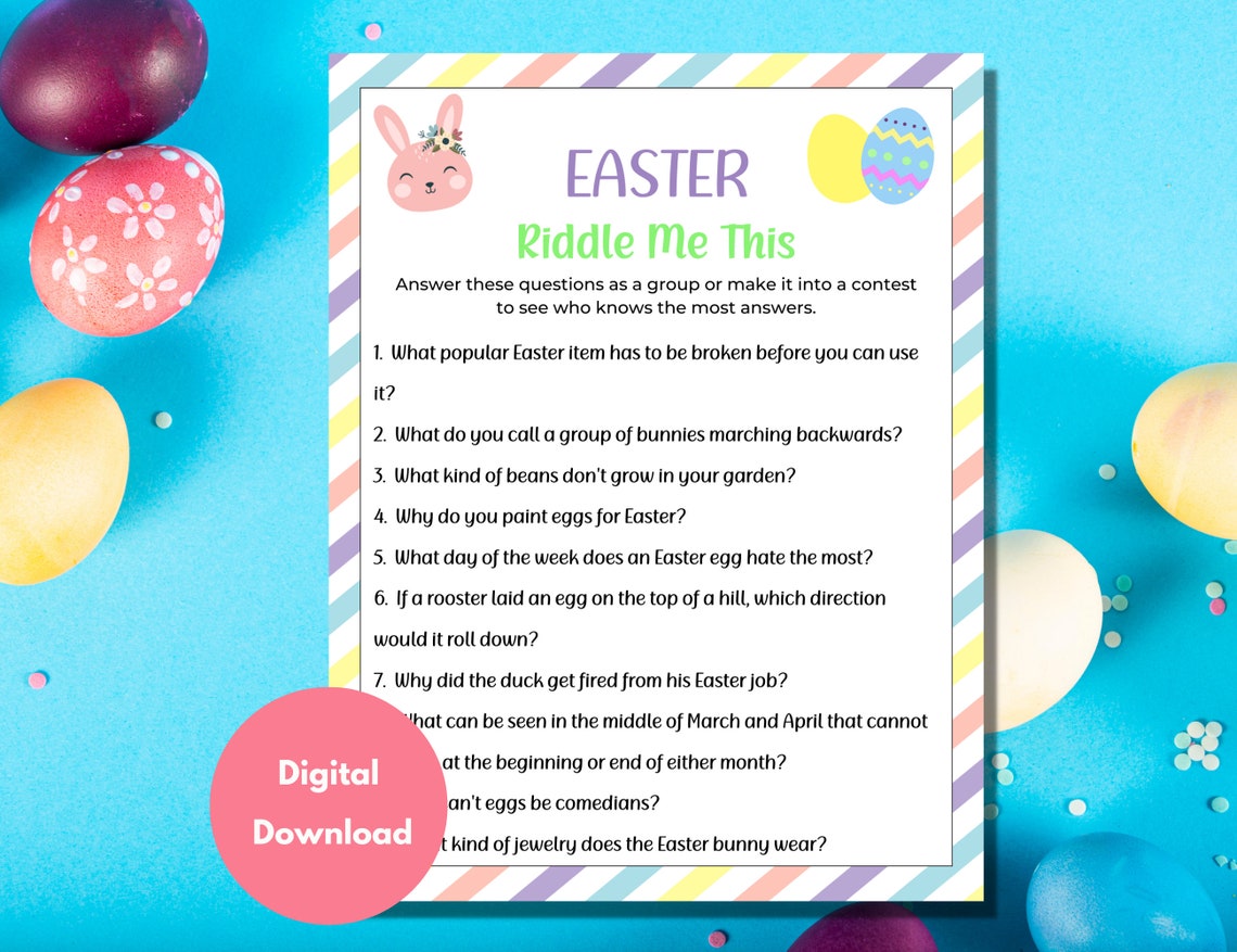 Easter Riddle Me This Game Easter Riddle Game Easter Games Party Games ...