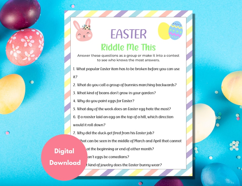 Easter Riddle Me This Game Easter Riddle Game Easter Games Party Games ...