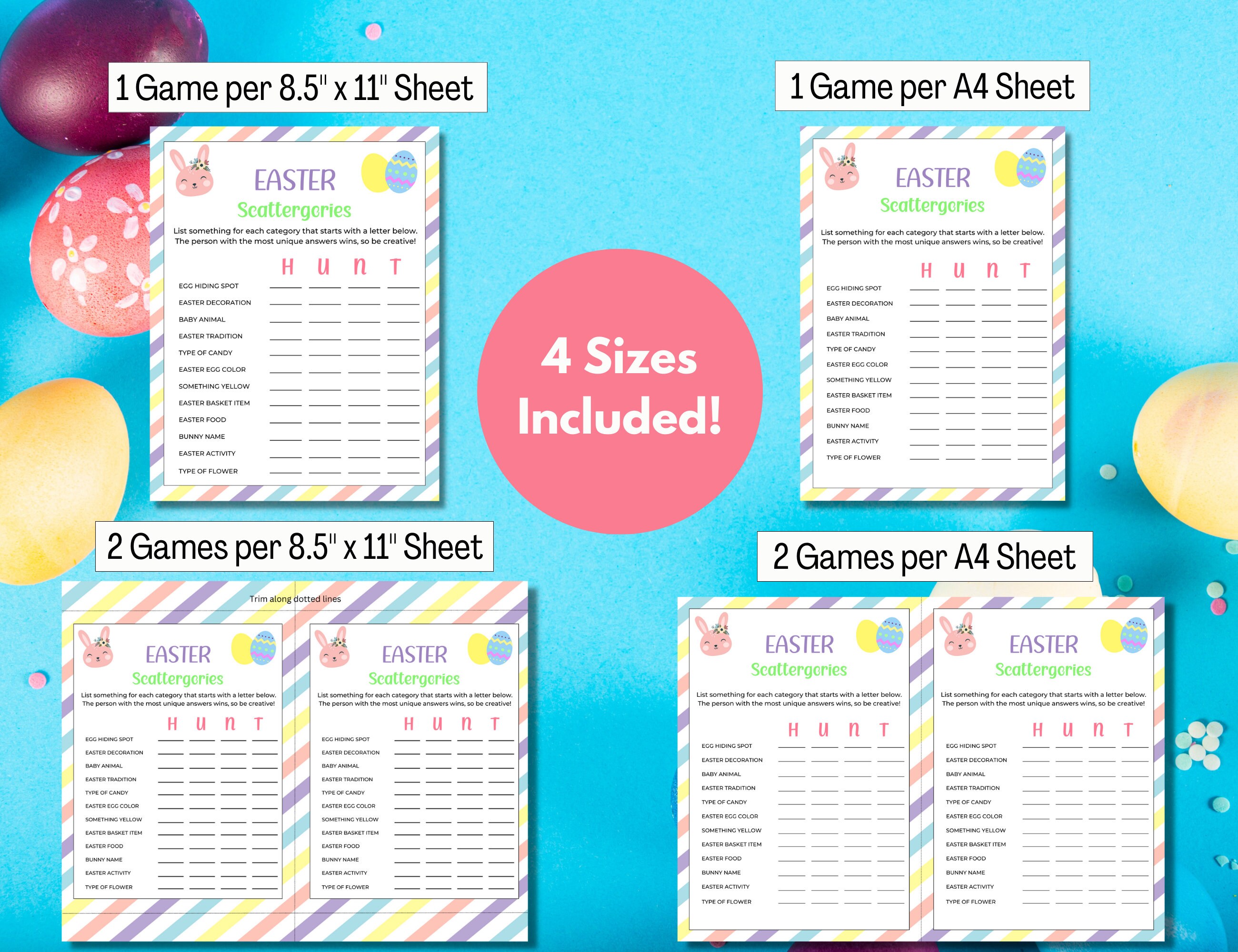 Easter Scattergories Game | Easter Word Game | Printable Easter Games ...