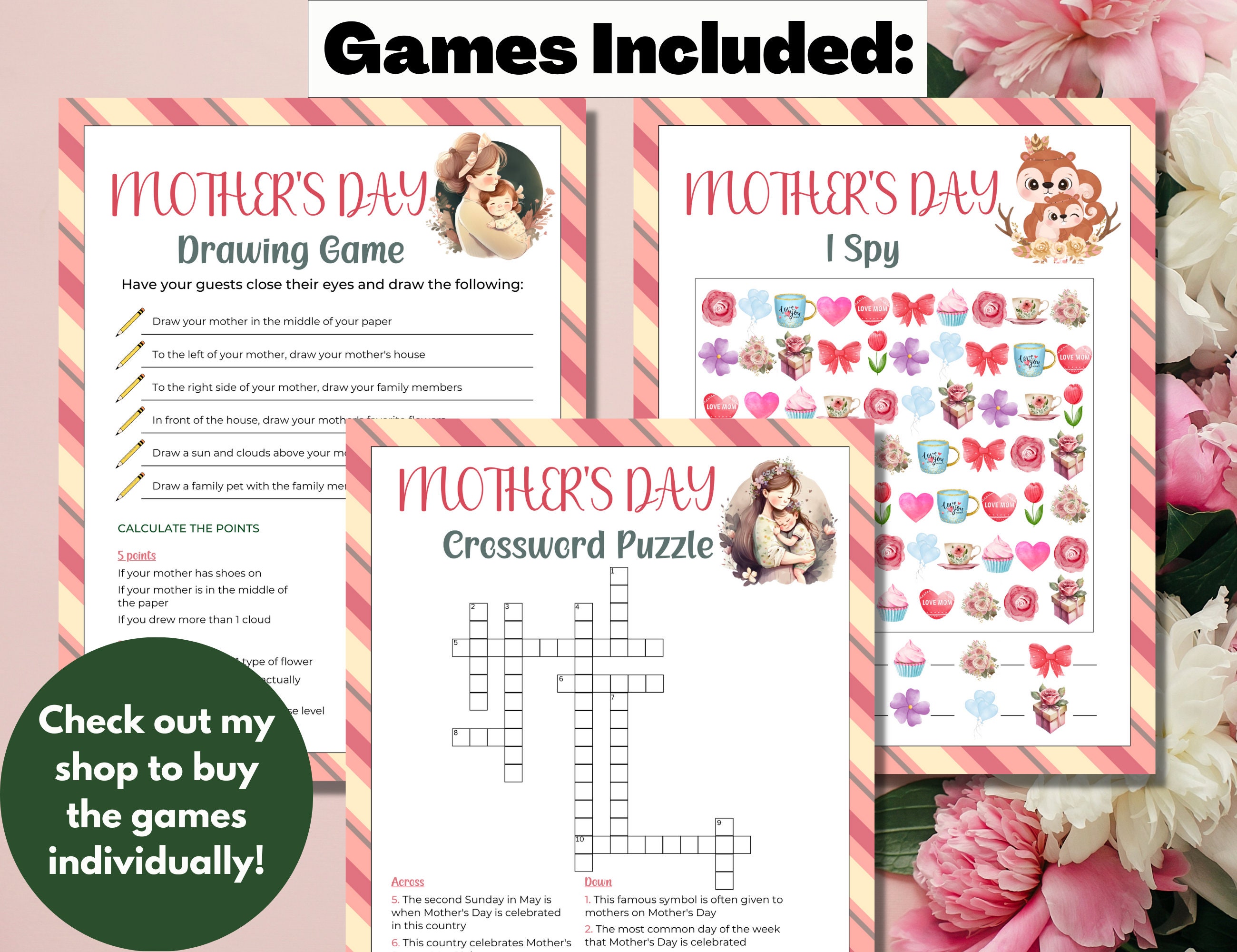 Mothers Day Games Mothers Day Party Game Mothers Day Game Bundle ...
