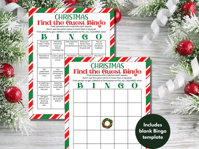 Christmas Find the Guest Bingo | Ice Breaker Game | Mix & Mingle Game ...