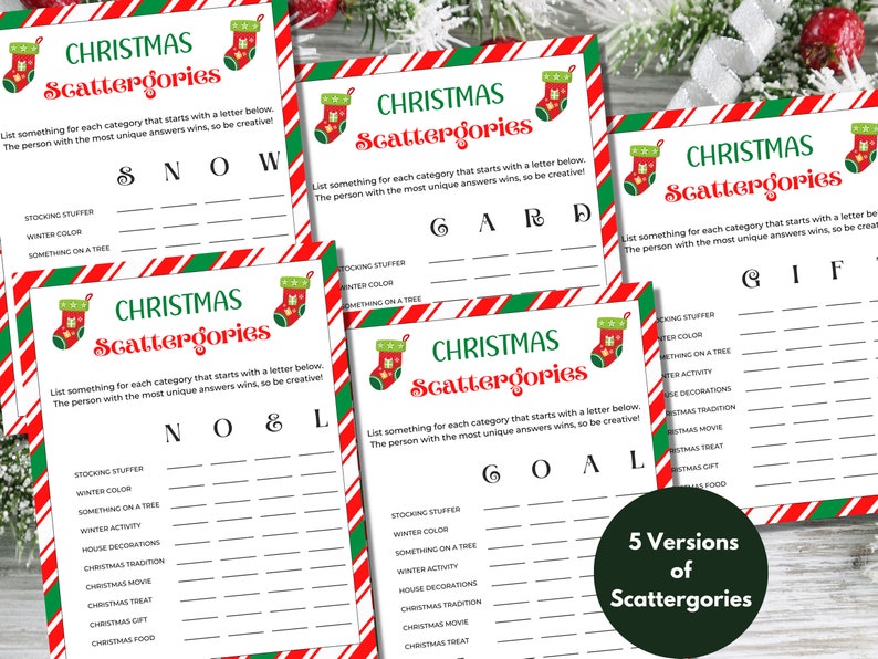 Christmas Scattergories Game | Christmas Word Game | Christmas Games ...