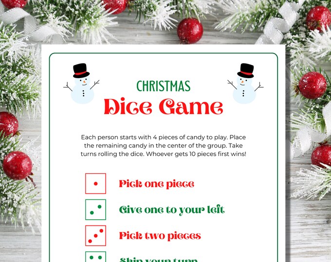 Christmas Candy Dice Game / Christmas Party Games / Holiday Games / Fun ...