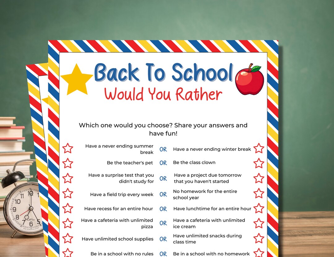 Back to School Would You Rather | Back to School This or That | Back to ...
