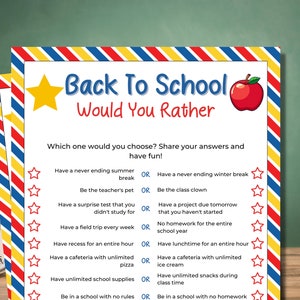 Back to School Would You Rather | Back to School This or That | Back to ...