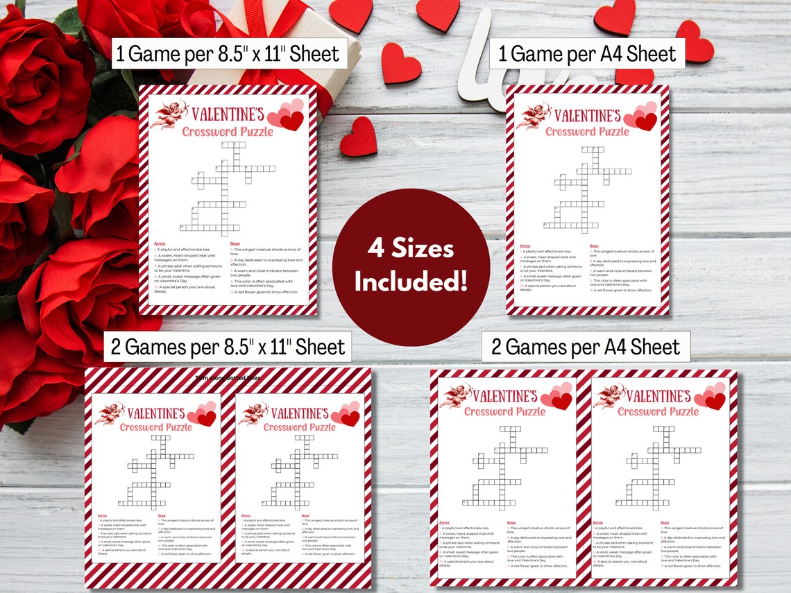 Valentines Crossword Puzzle | Christmas Word Puzzle | Valentines Games ...