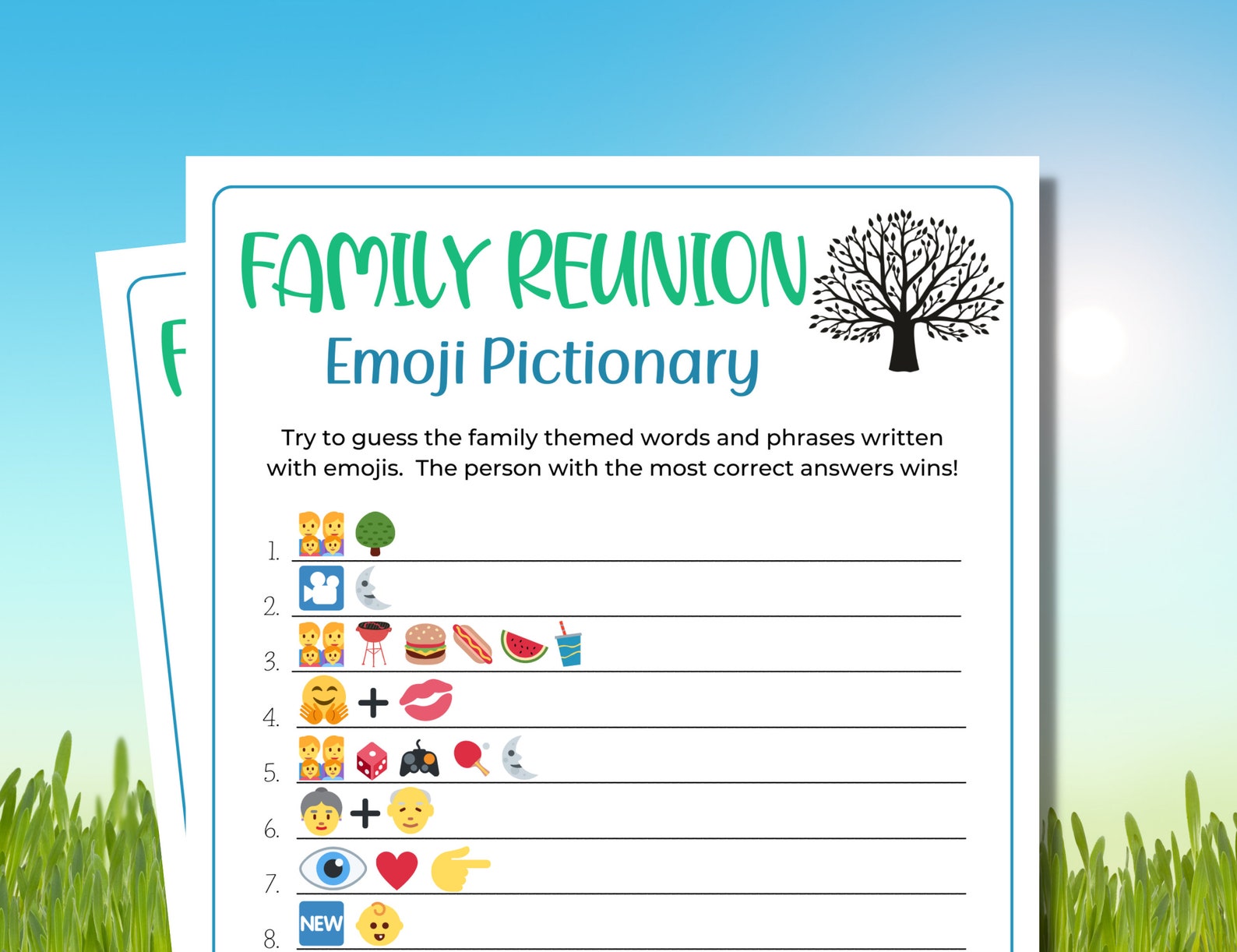 Family Reunion Emoji Pictionary | Family Reunion Emoji Game | Family ...