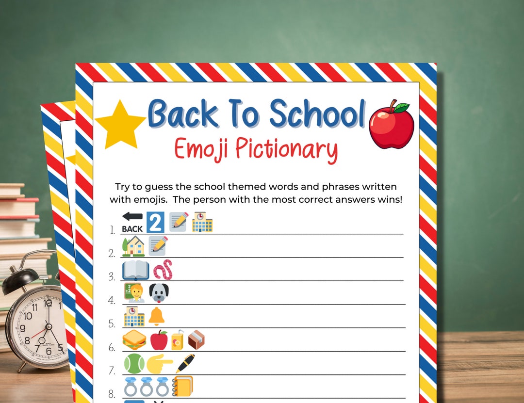 Back to School Emoji Pictionary | Back to School Emoji Game | Back to ...