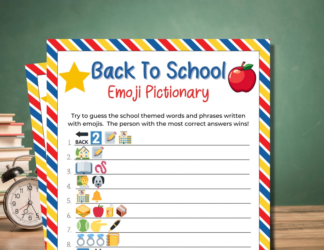 Back to School Emoji Pictionary | Back to School Emoji Game | Back to ...