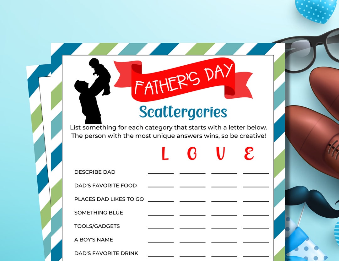 Fathers Day Scattergories Game | Fathers Day Word Game | Fathers Day ...