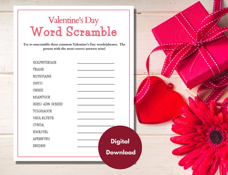 Valentines Day Word Scramble Game, Valentines Day Scramble Game ...