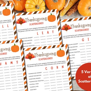 Thanksgiving Scattergories Game | Thanksgiving Word Game | Thanksgiving ...