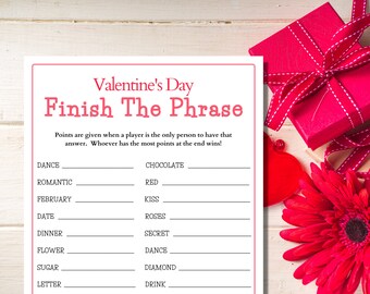 Valentines Day Finish the Phrase Game, Fill in the Blank, Valentines ...