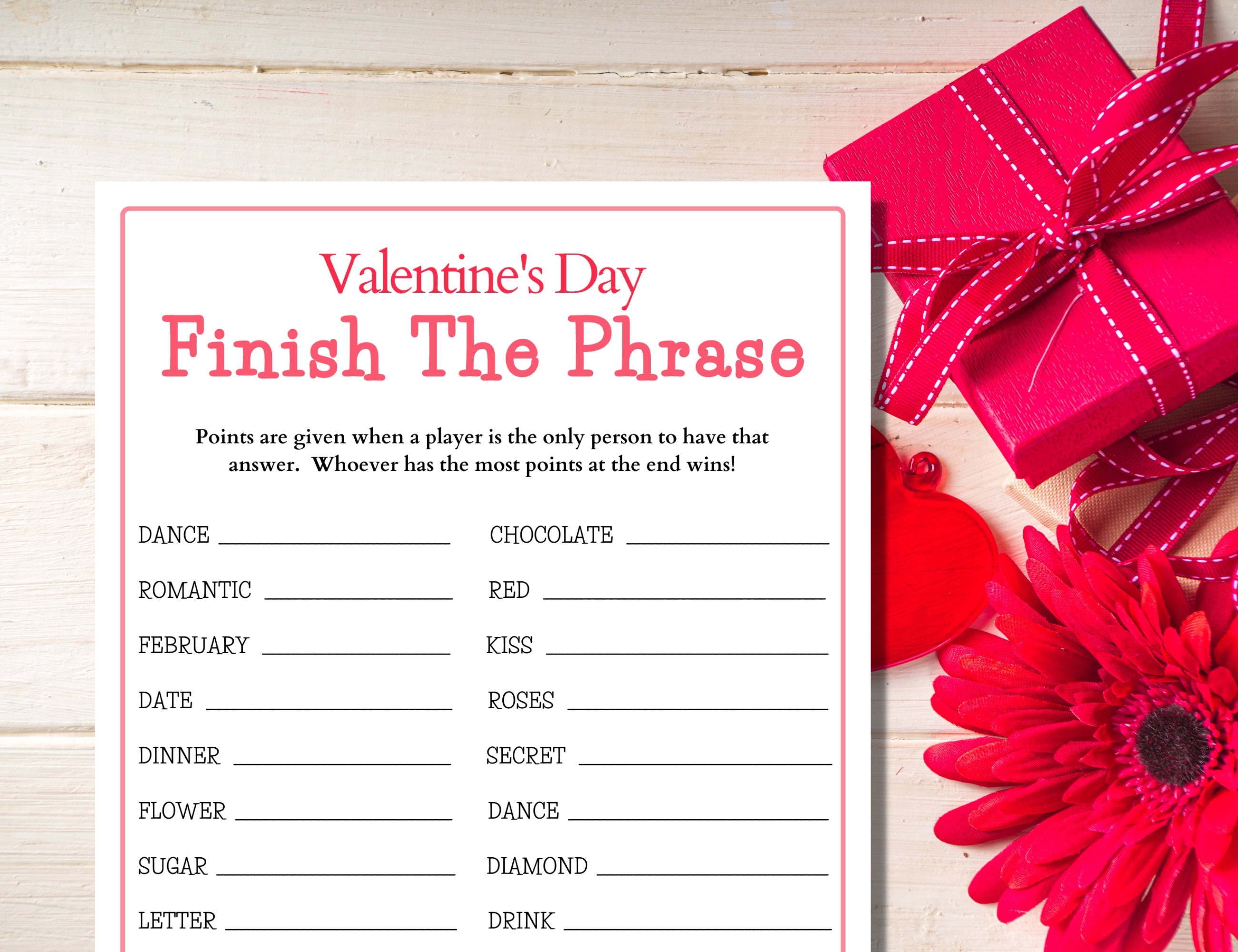 Valentines Day Finish the Phrase Game, Fill in the Blank, Valentines ...