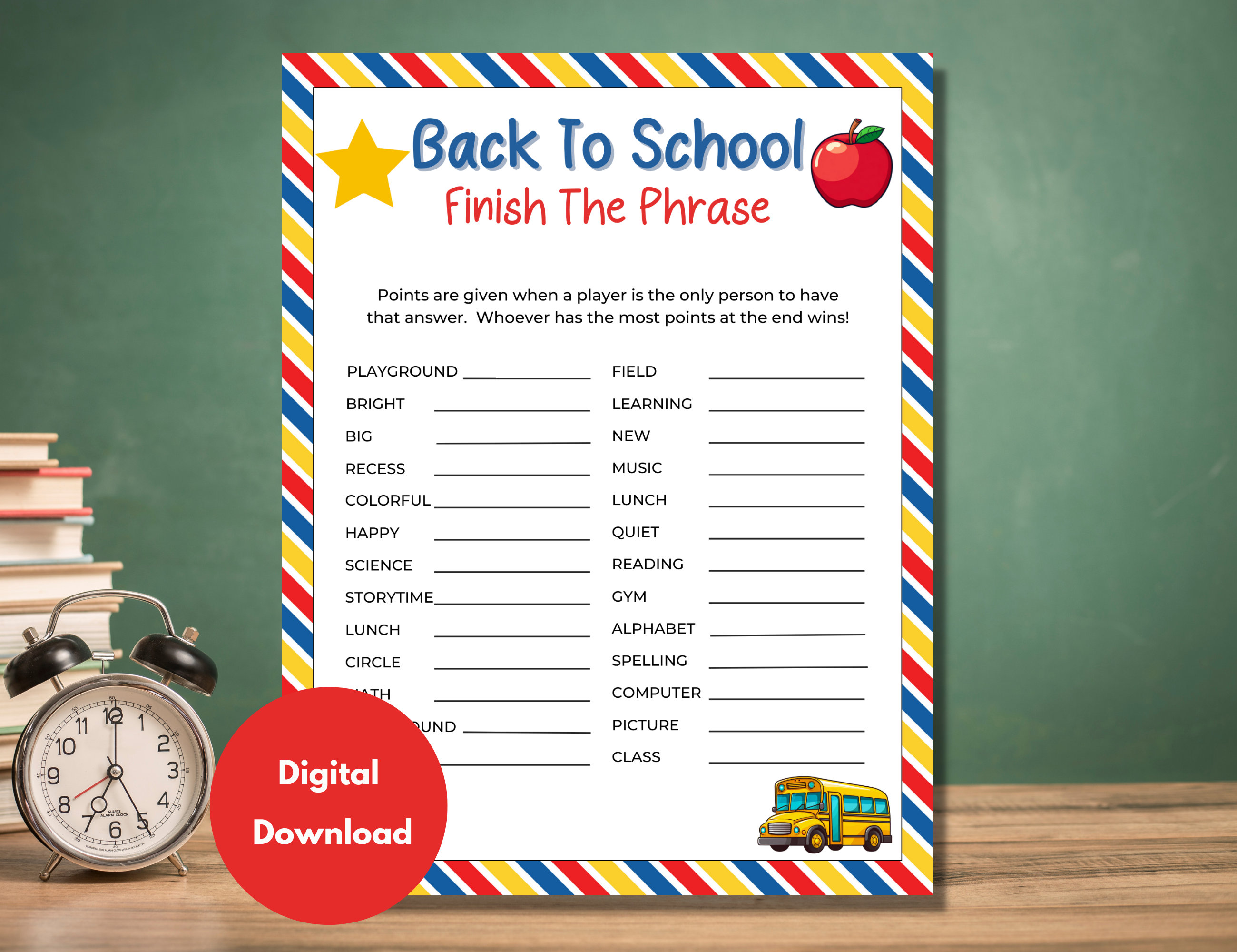 Back to School Finish the Phrase | Fill in the Blank | Back to School ...
