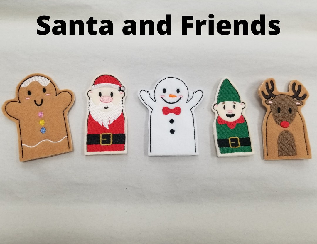 Santa and Friends, Embroidered Felt Finger Puppets, Sold Individually ...