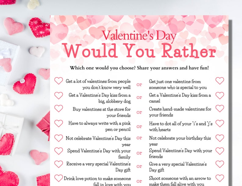 Valentines Day Would You Rather, Valentines Day This or That ...