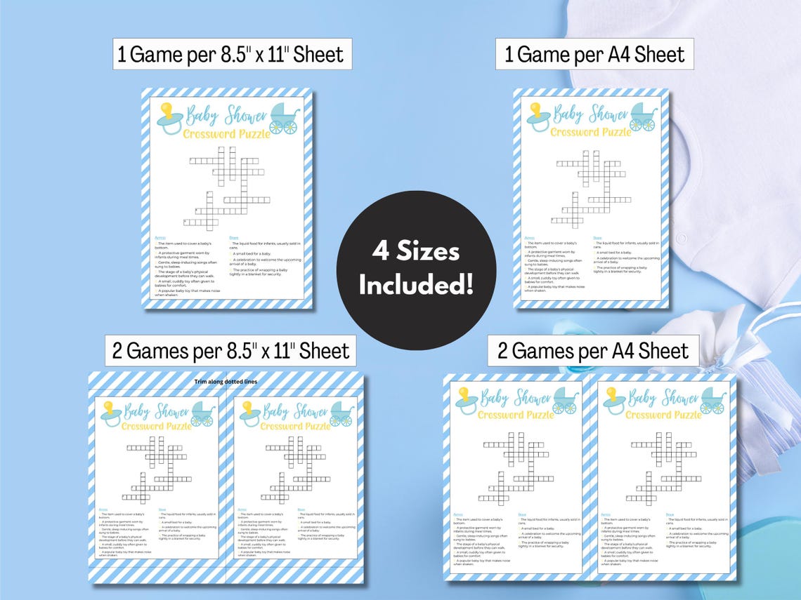 Baby Shower Crossword Puzzle | Baby Word Game| Printable Baby Shower ...