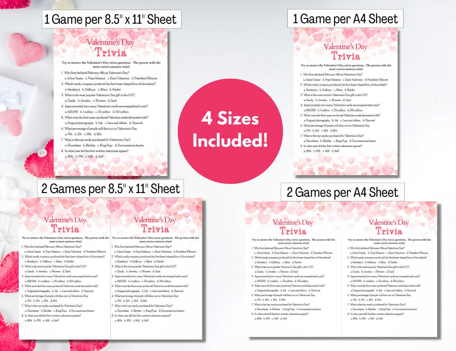 Valentines Day Trivia Game, Valentines Day Games, Valentines Day Party ...