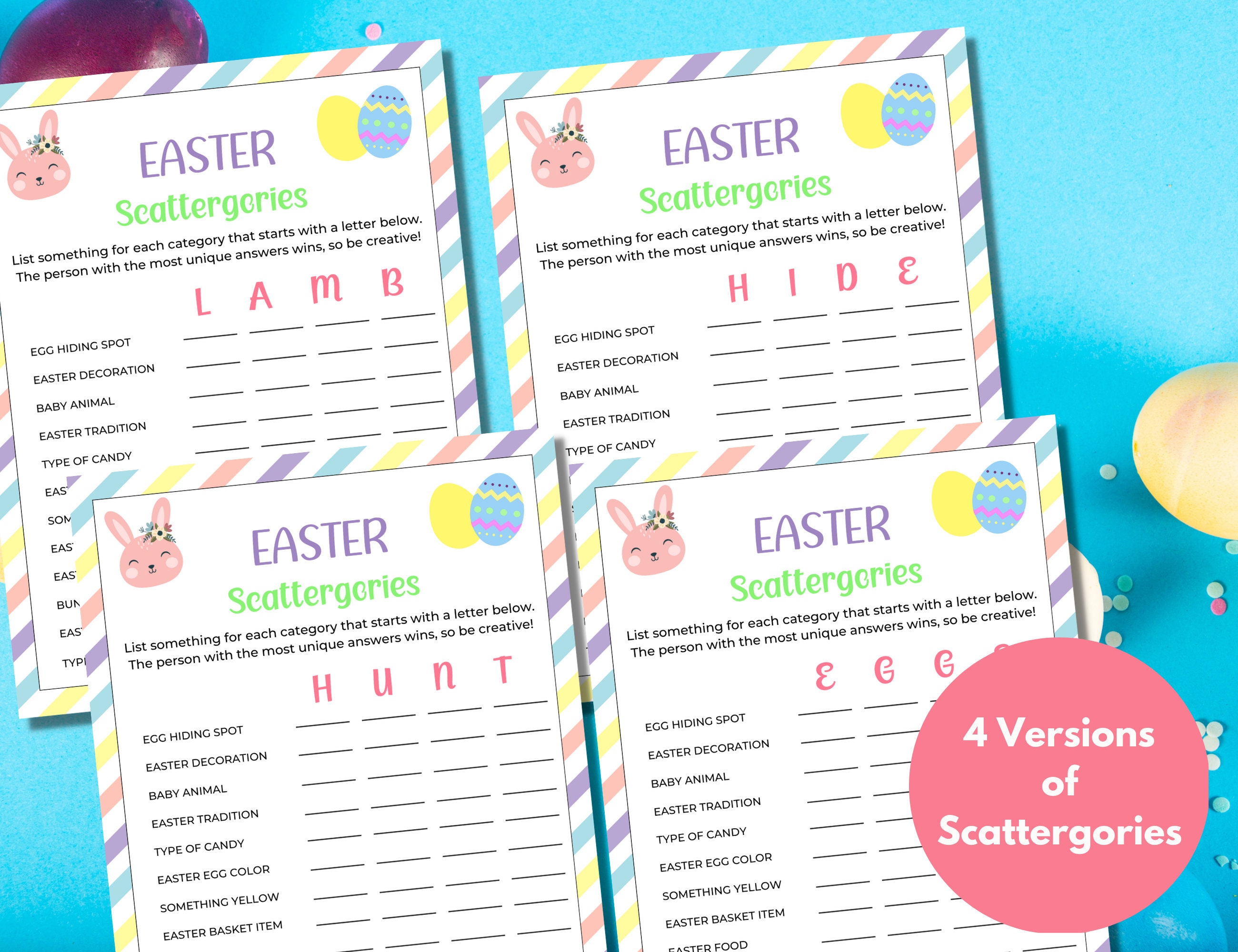Easter Scattergories Game | Easter Word Game | Printable Easter Games ...